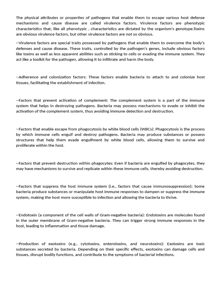The Physical Attributes or Properties of Pathogens That Enable Them To ...