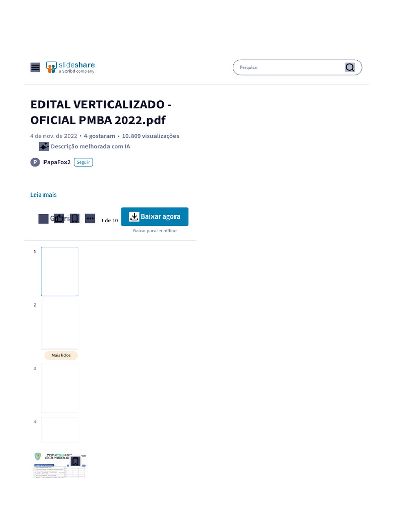 Edital Verticalizado - Oficial Pmba 2022 PDF | PDF