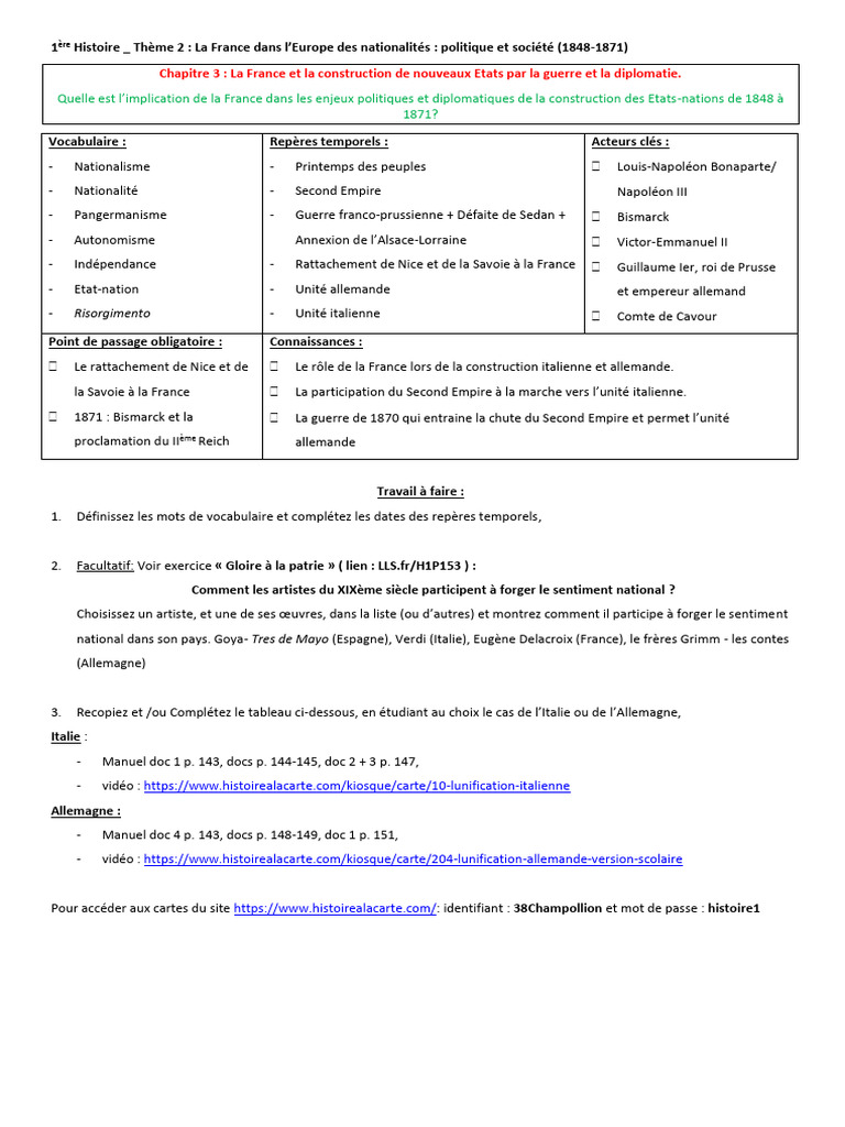 1° H2 C3 Exercices | PDF