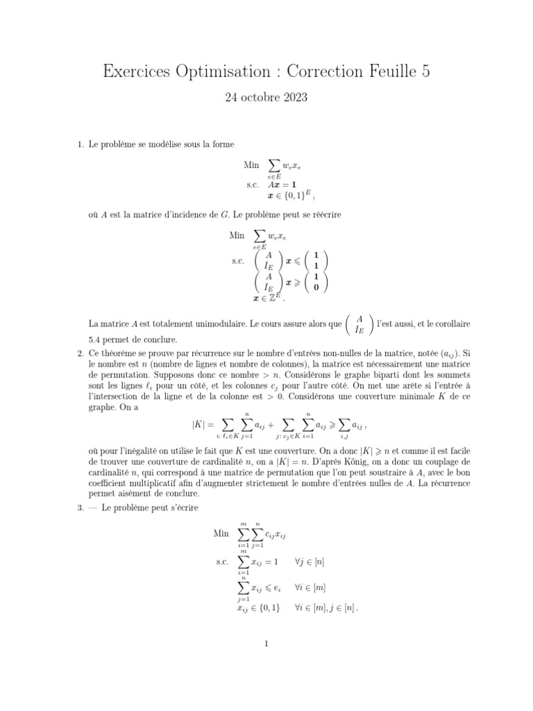 Exercices - 1A 5 Corr | PDF