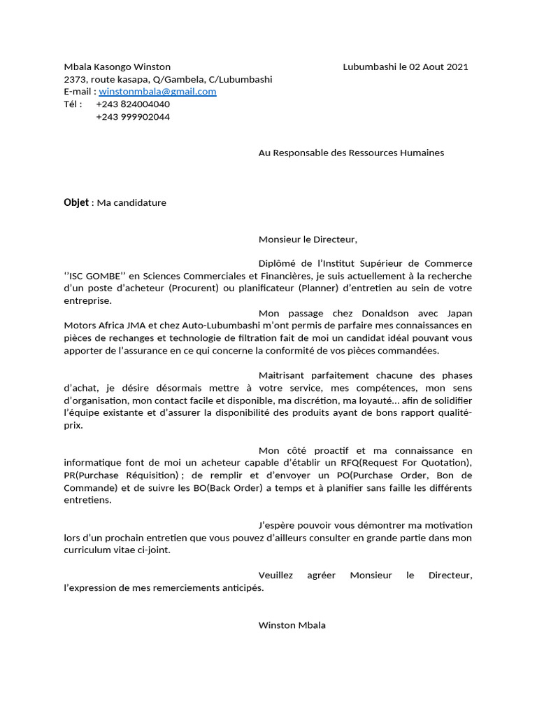 Mbala Kasongo Winston | PDF