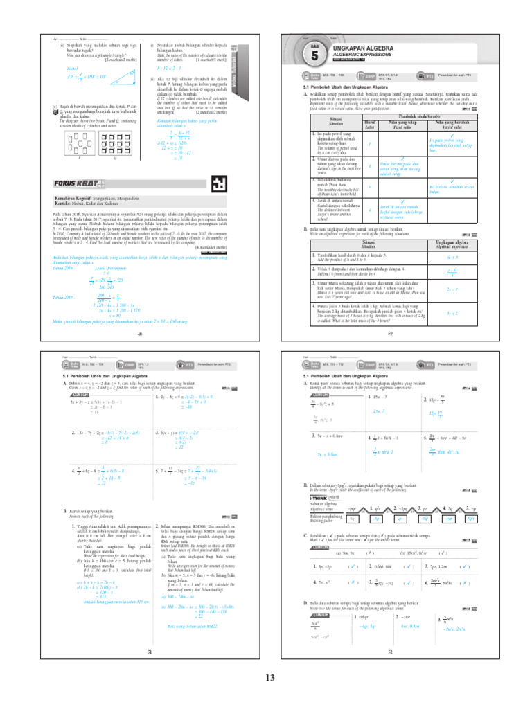 Form 1 Maths Chapter 5 | PDF