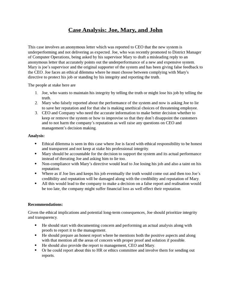 Case Study Analysis | PDF