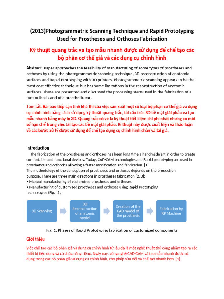 (2013) Photogrammetric Scanning Technique and Rapid Prototyping Used ...