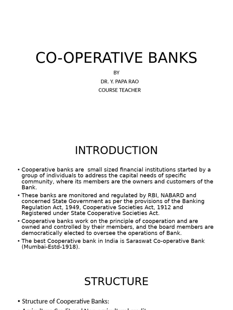 Co Operative Banks | PDF