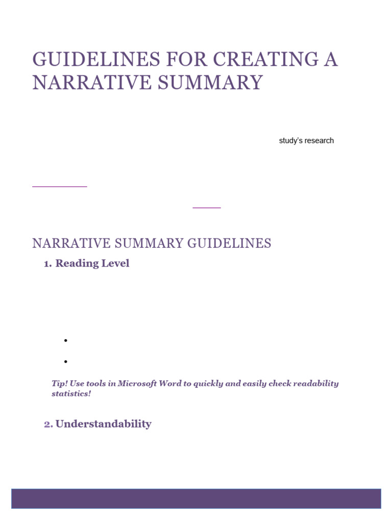 Narrative-Summary-Guidelines - 1 23 2020 | PDF | Plain Language ...