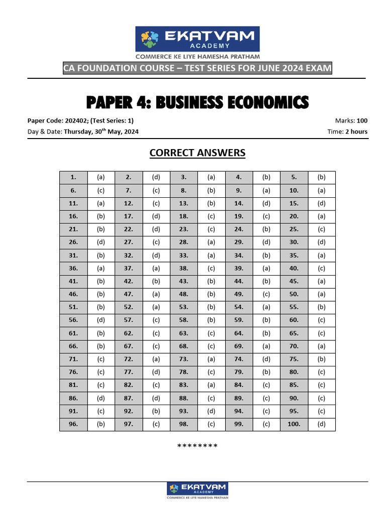 4 - FDN TS 1 Jun 24 - Eco 1 - Ans | PDF