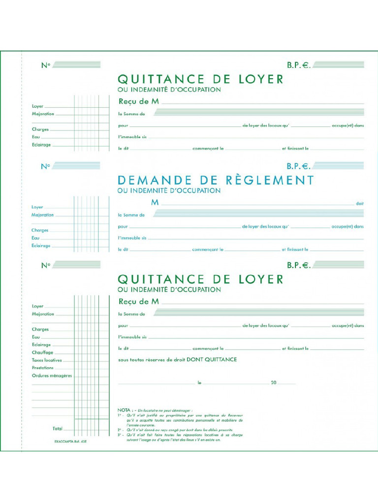 Quittance Loyer Example Modele | PDF