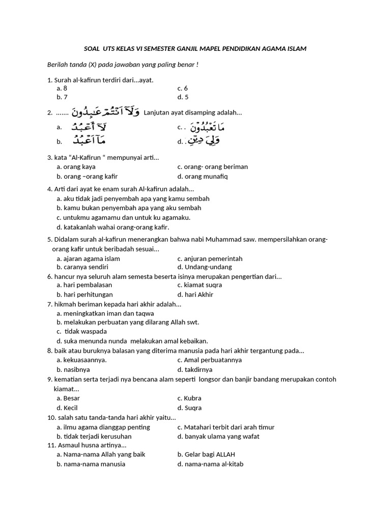 soal uts kls 6 | PDF