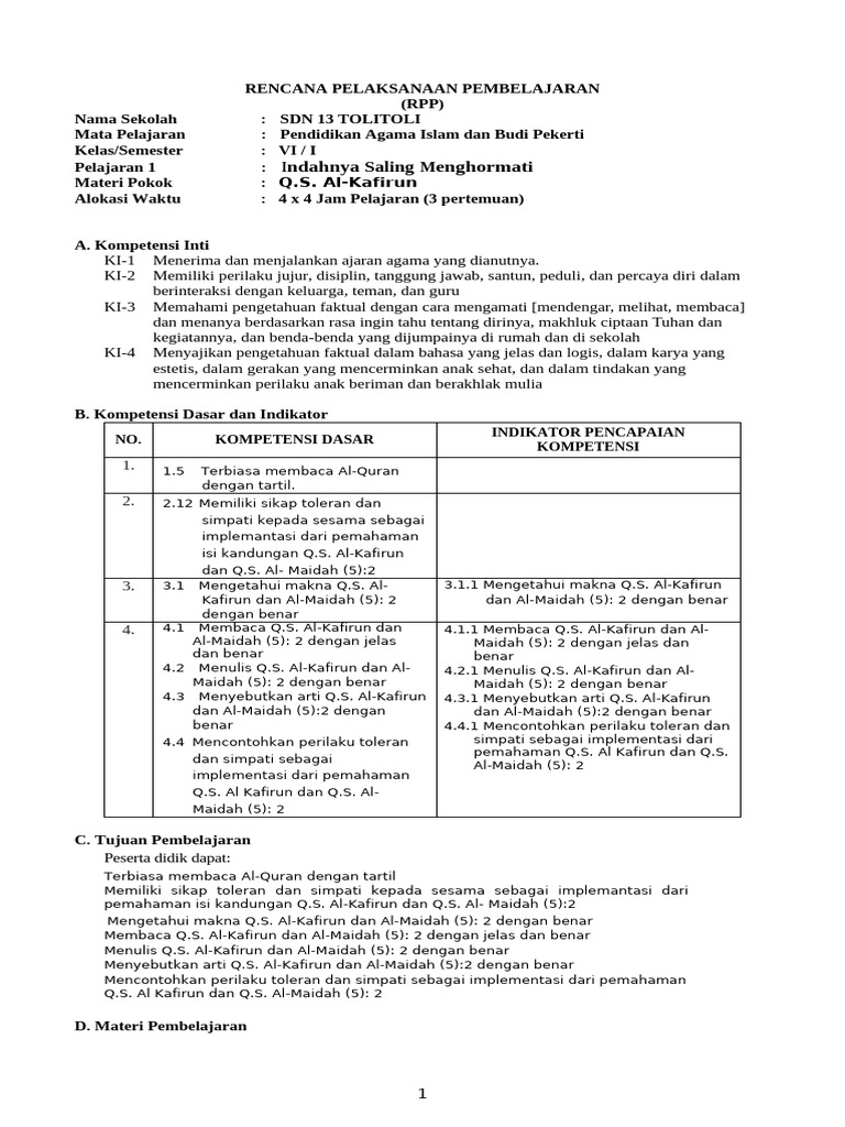 RPP_KLS 6 sm 1 | PDF