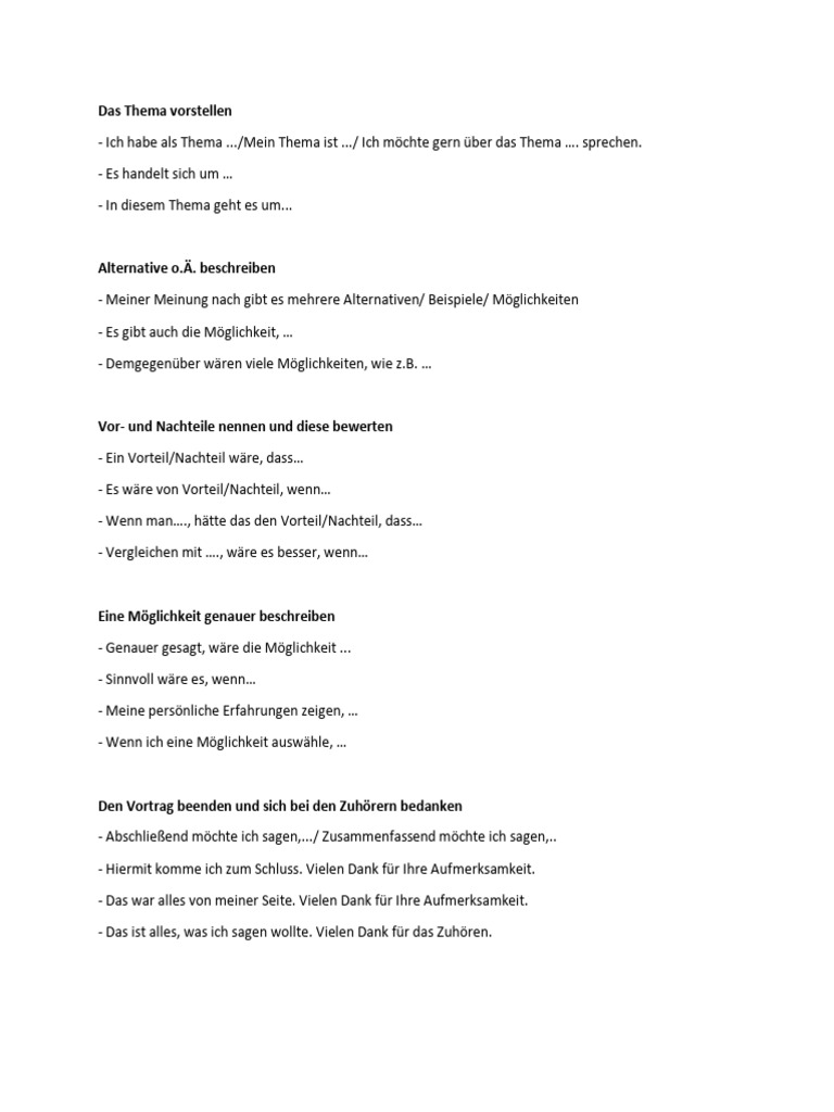 Redemittel B2 Sprechen Teil 01 | PDF