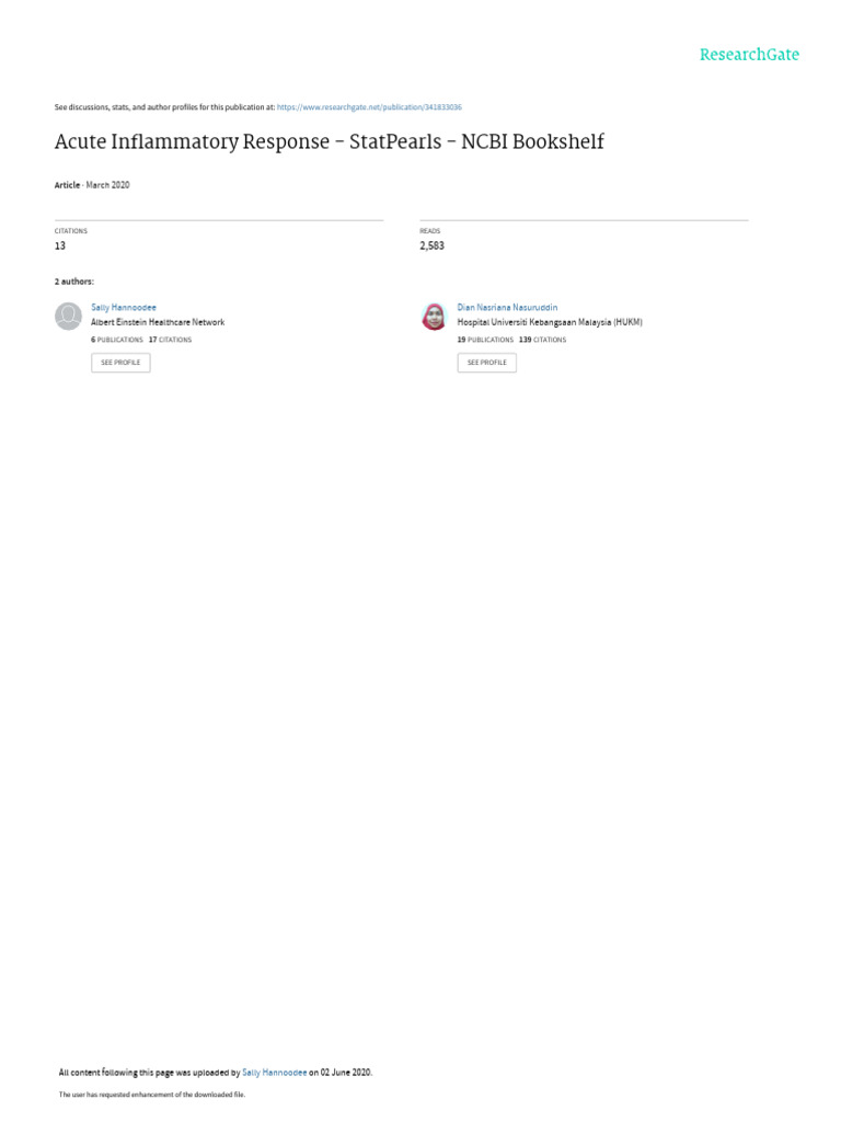 AcuteInflammatoryResponseArticle StatPearls | PDF