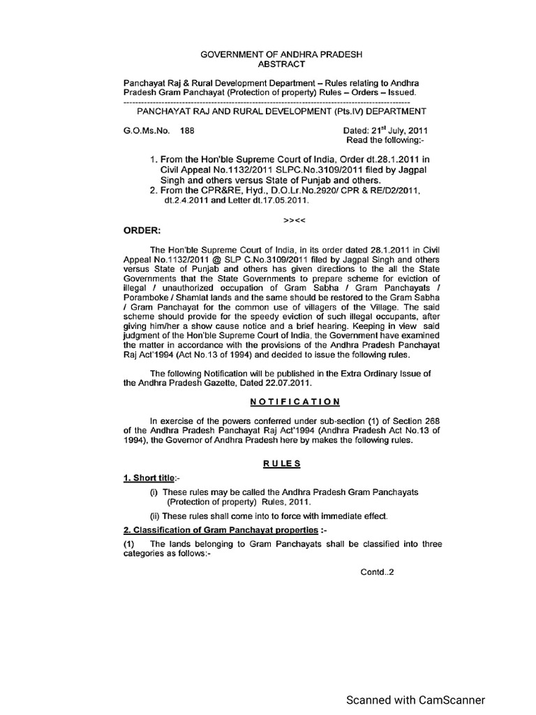 G.O of Eviction of Encroachments | PDF