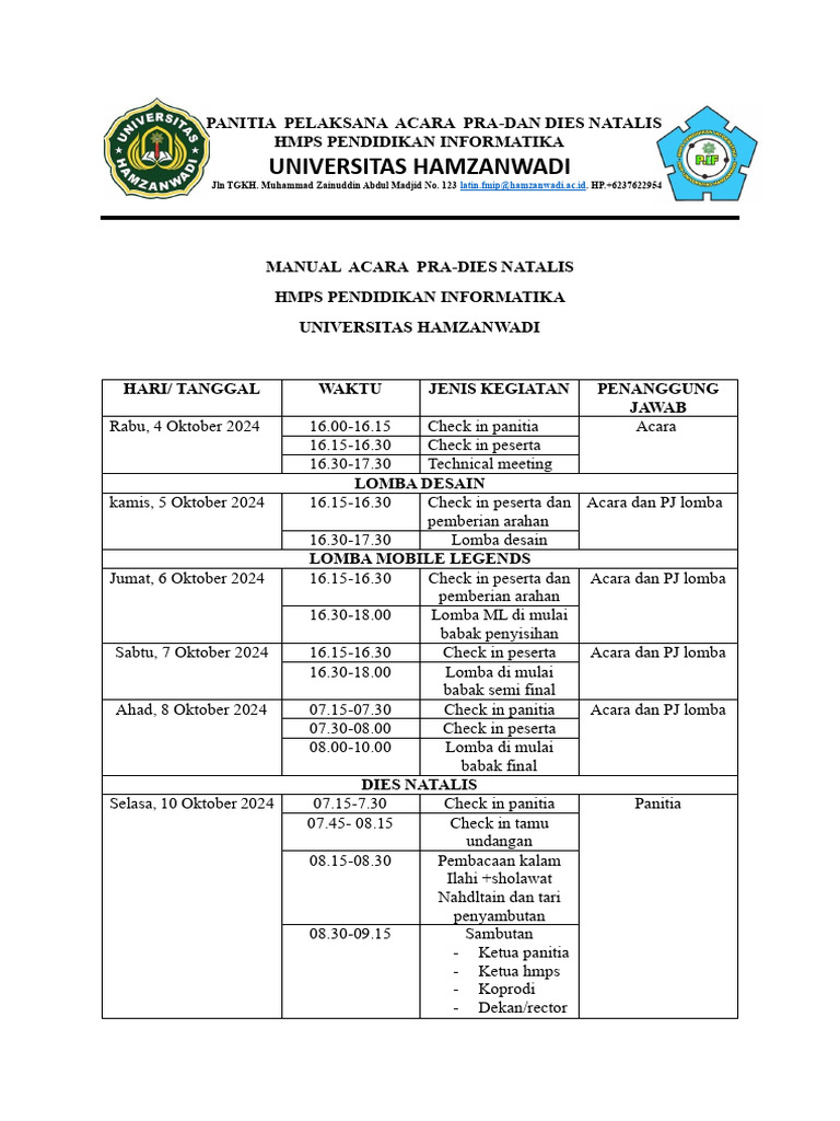 Manual Acara Hmps. | PDF