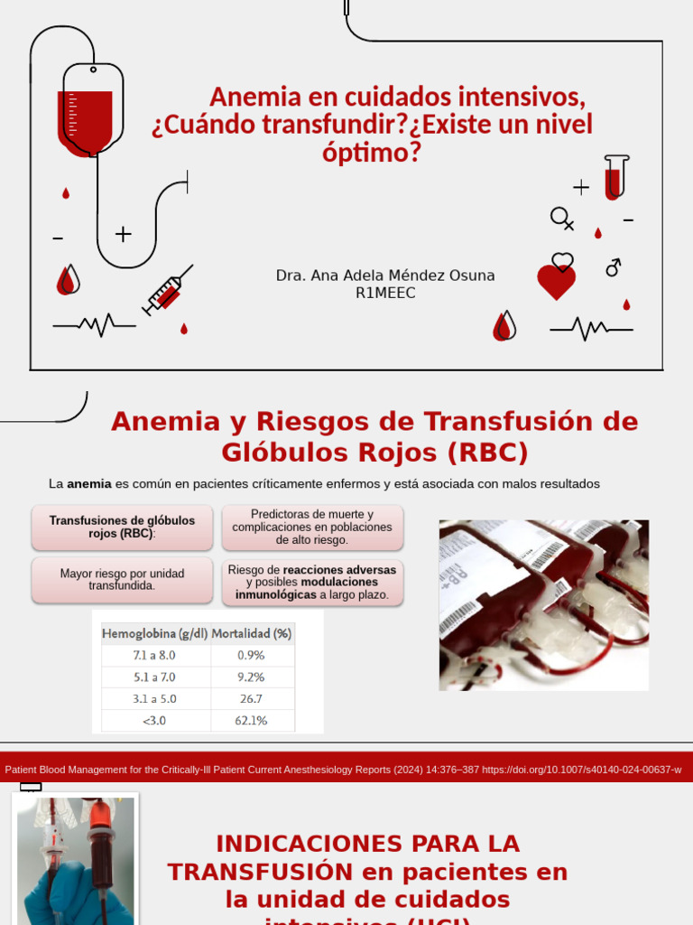 Anemia en Cuidados Intensivos, ¿Cuándo Transfundir | PDF