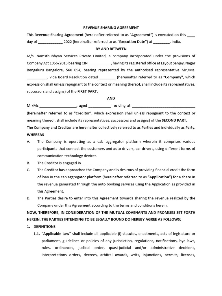 Revenue Sharing Agreement | PDF