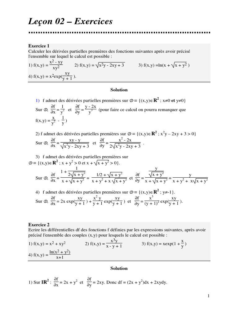Lecon 2 Correction Exercices | PDF