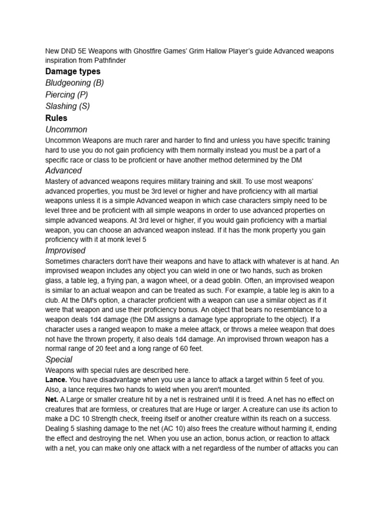 (Pathfinder Inspired Weapons) New DND 5E Weapons With Ghostfire Games ...