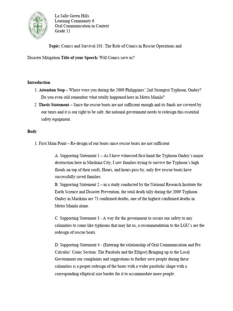 Speech Plan SAMPLE | PDF
