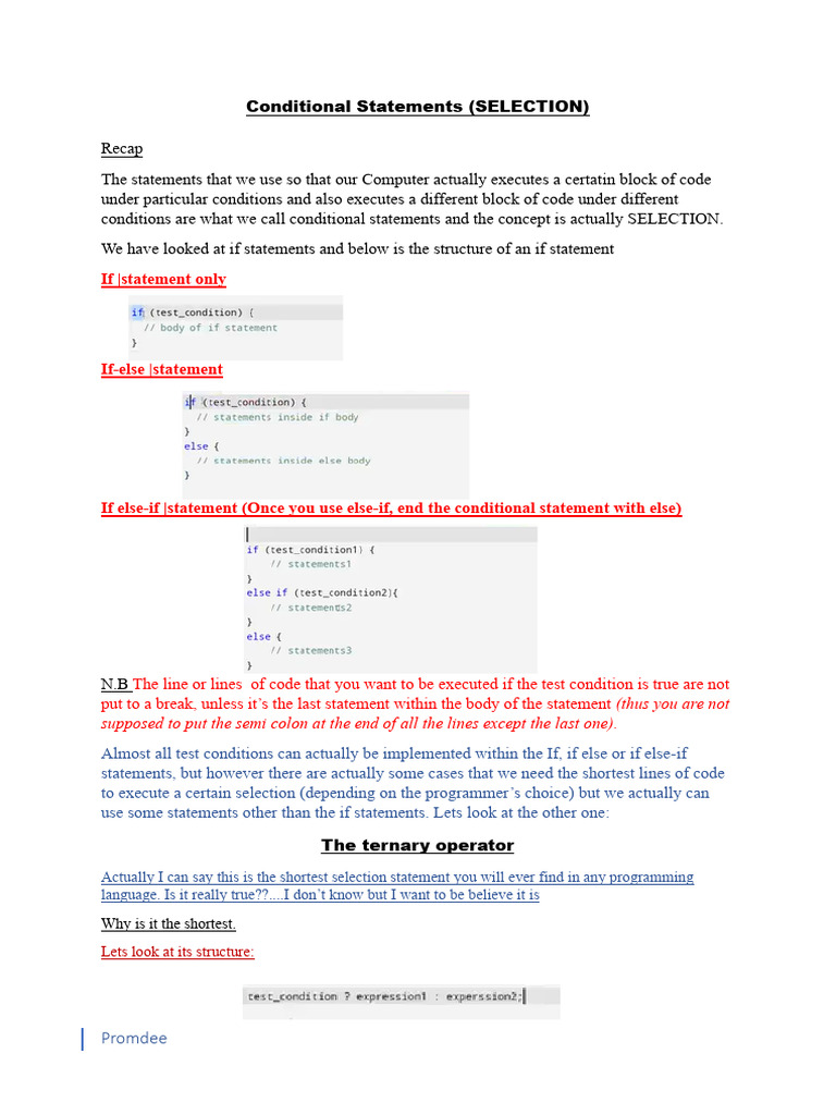 The Ternary Operator | PDF