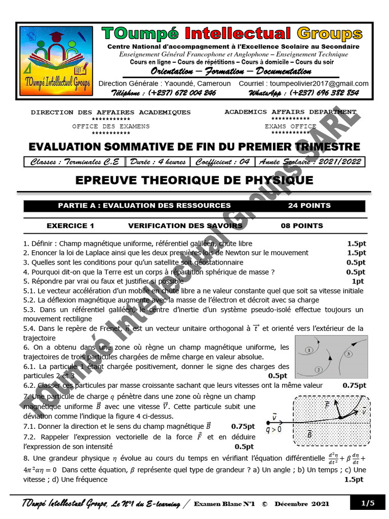 TIGps EB1 PHY T-C.E Dec2021 | PDF | Science & Mathematics