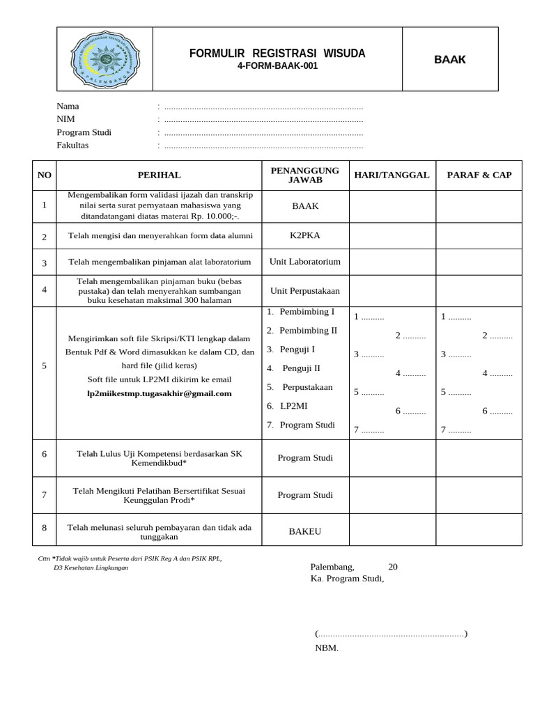 FORM REGISTRASI WISUDA Rev1 | PDF
