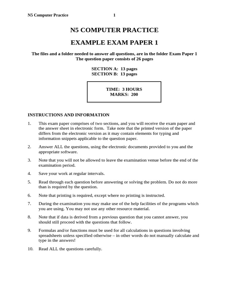 Paper 1 N5 Section A Theory | PDF