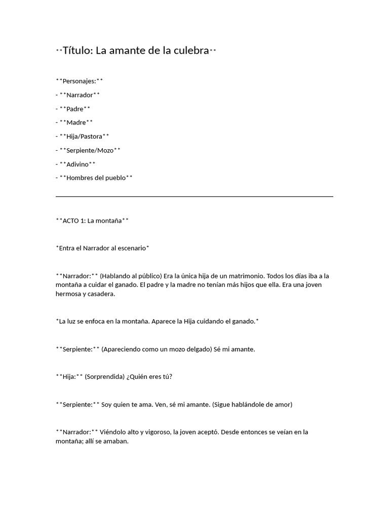 Título: La Amante de La Culebra | PDF