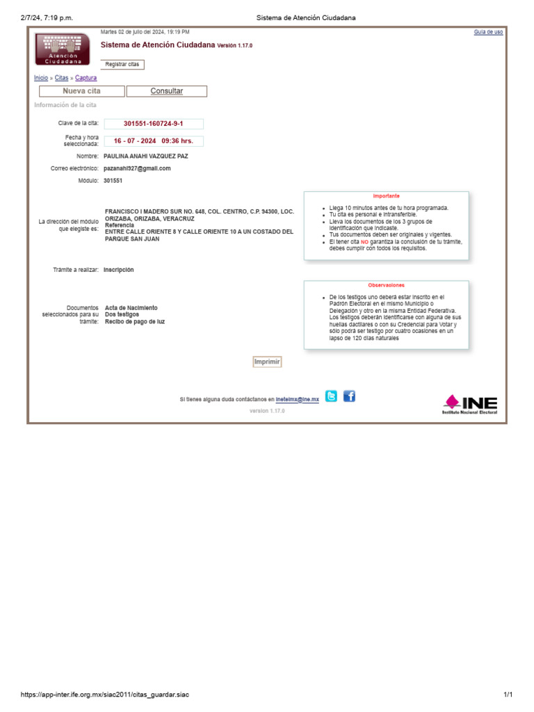 Hoja de Pase de Ine Anahi | PDF