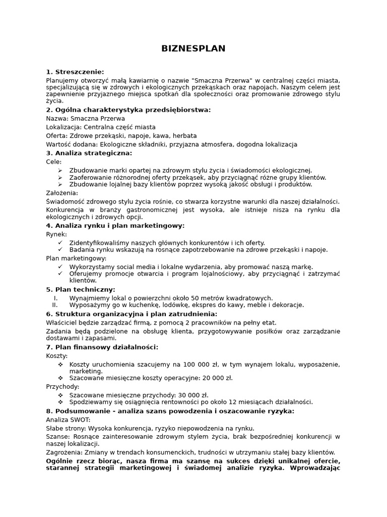 BIZNESPLAN | PDF