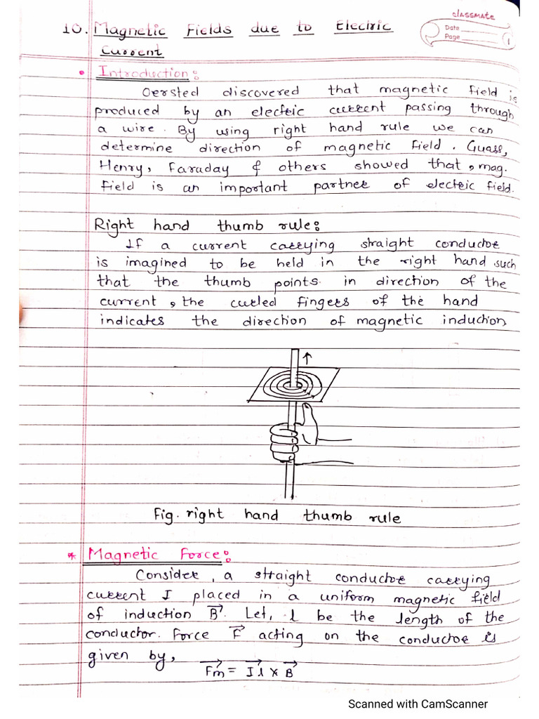 Magnetic Fields Due To Electric Currents 12 Th 1 Pdf