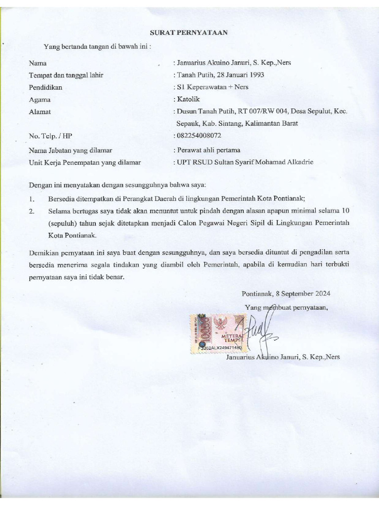 Surat Tidak Boleh Pindah Janu | PDF