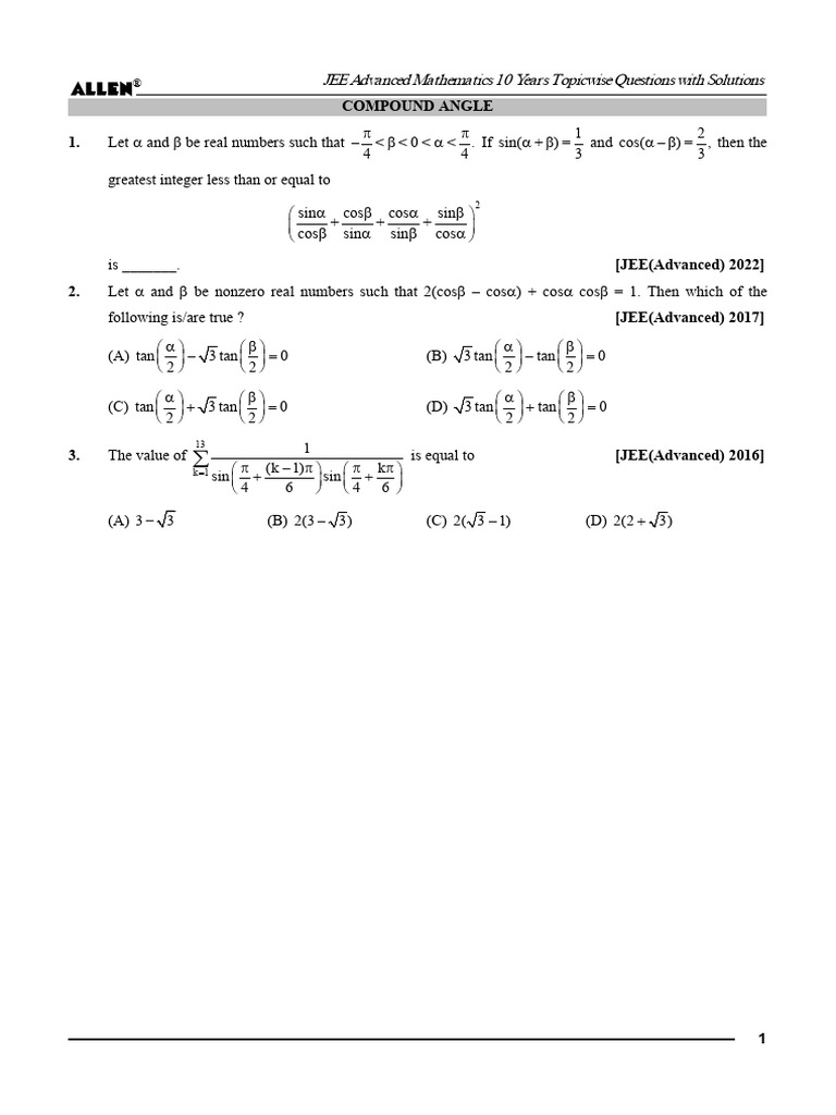 COMPOUND-ANGLE | PDF