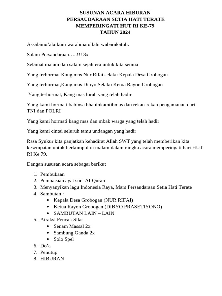 Susunan Acara PSHT | PDF