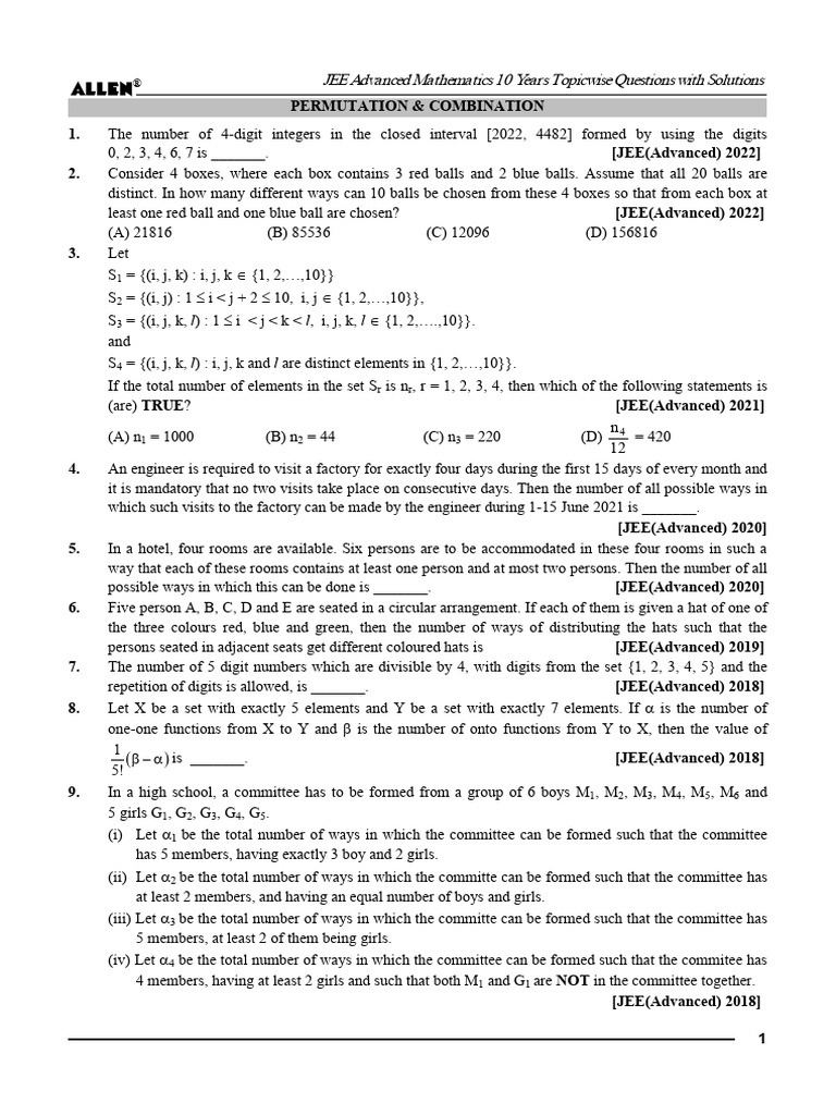 PERMUTATION-COMBINATION | PDF