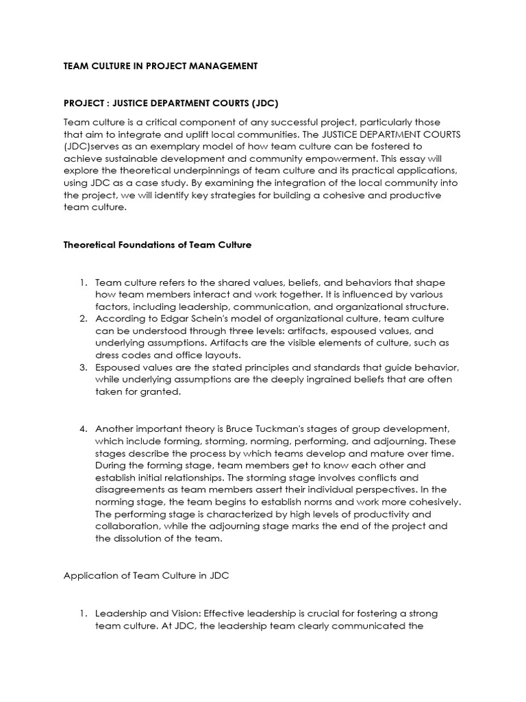 Team Culture in Project Management | PDF