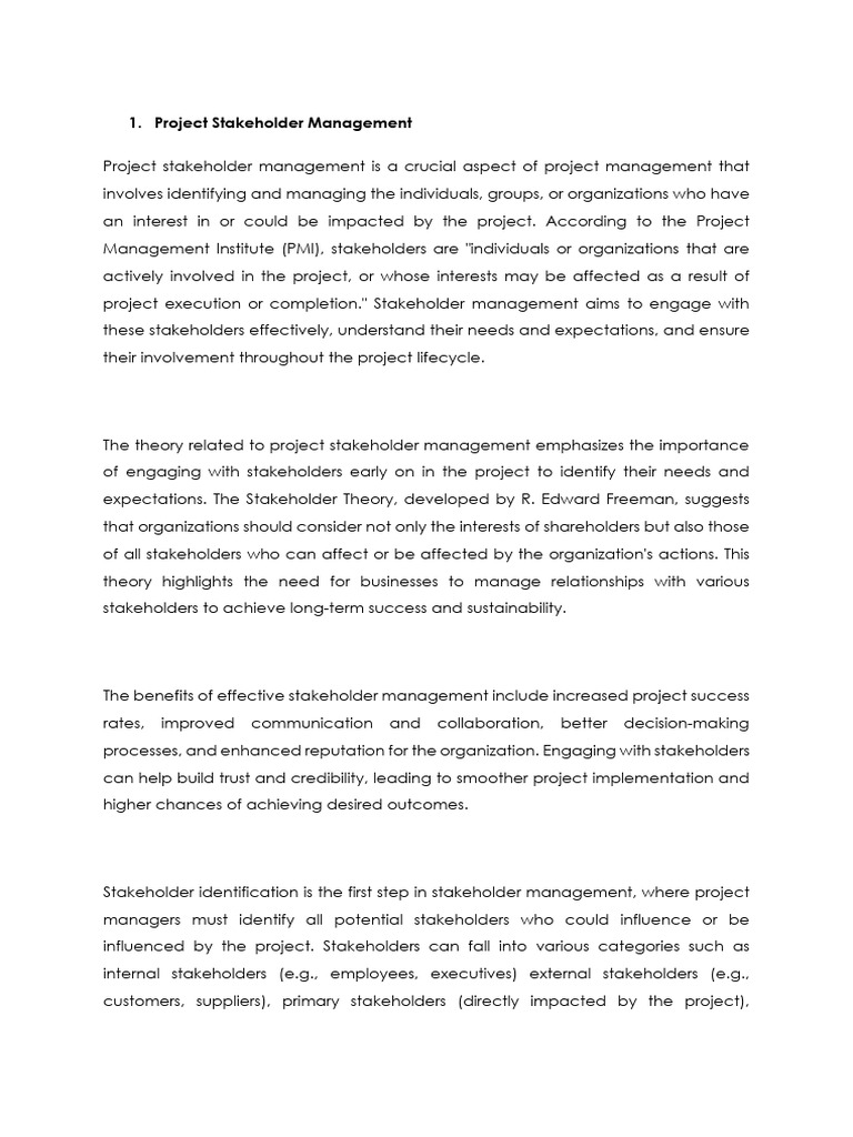 Project Stakeholder Management | PDF