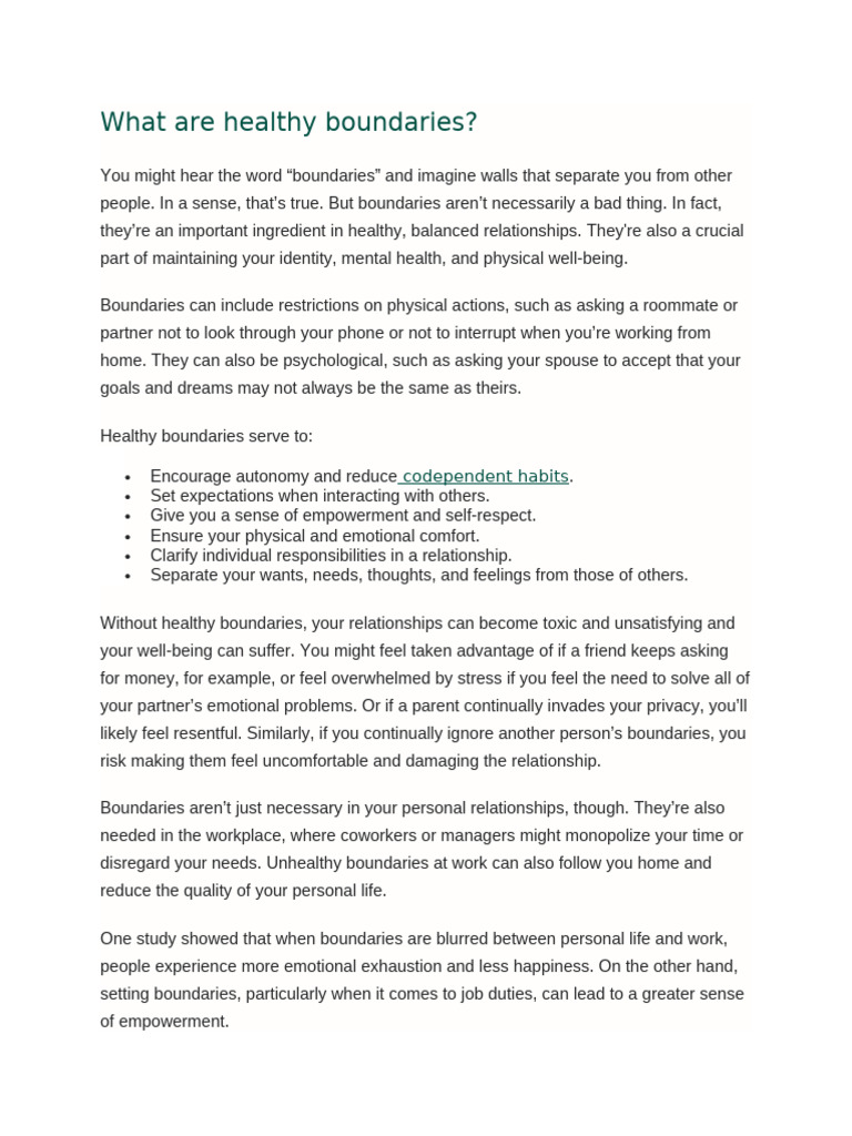 What Are Healthy Boundaries | PDF | Feeling | Lifestyle