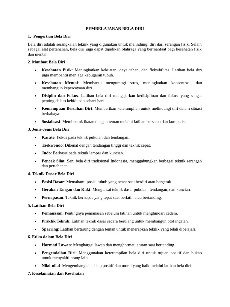 Pembelajaran Bela Diri | PDF