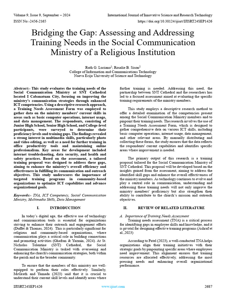 Bridging The Gap: Assessing and Addressing Training Needs in The Social ...