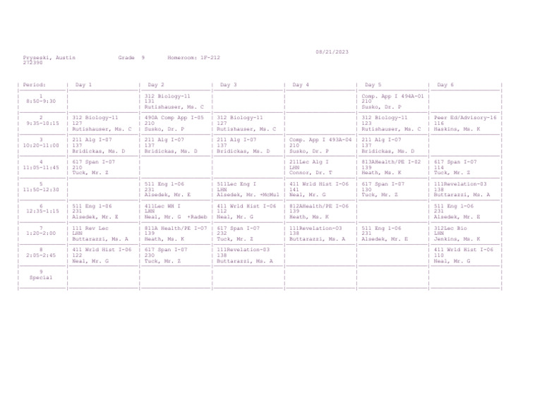 My CHC Schedule | PDF