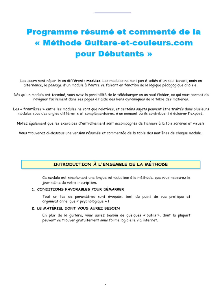 Programme Sommaires Guitare PP | PDF