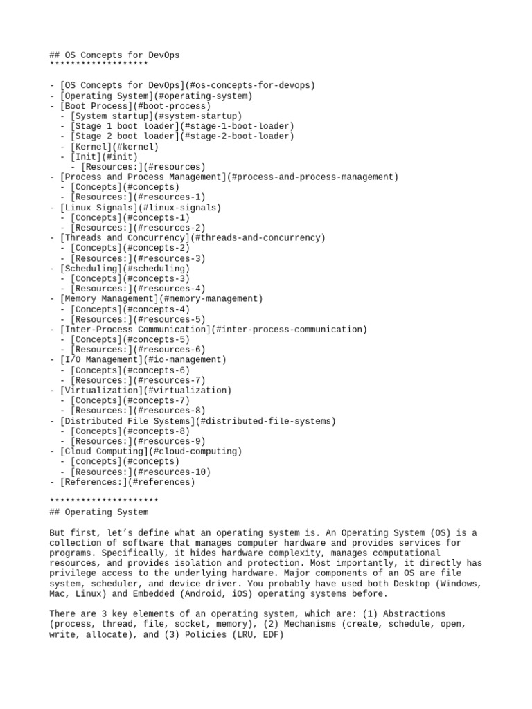 OS Concepts For DevOps | PDF