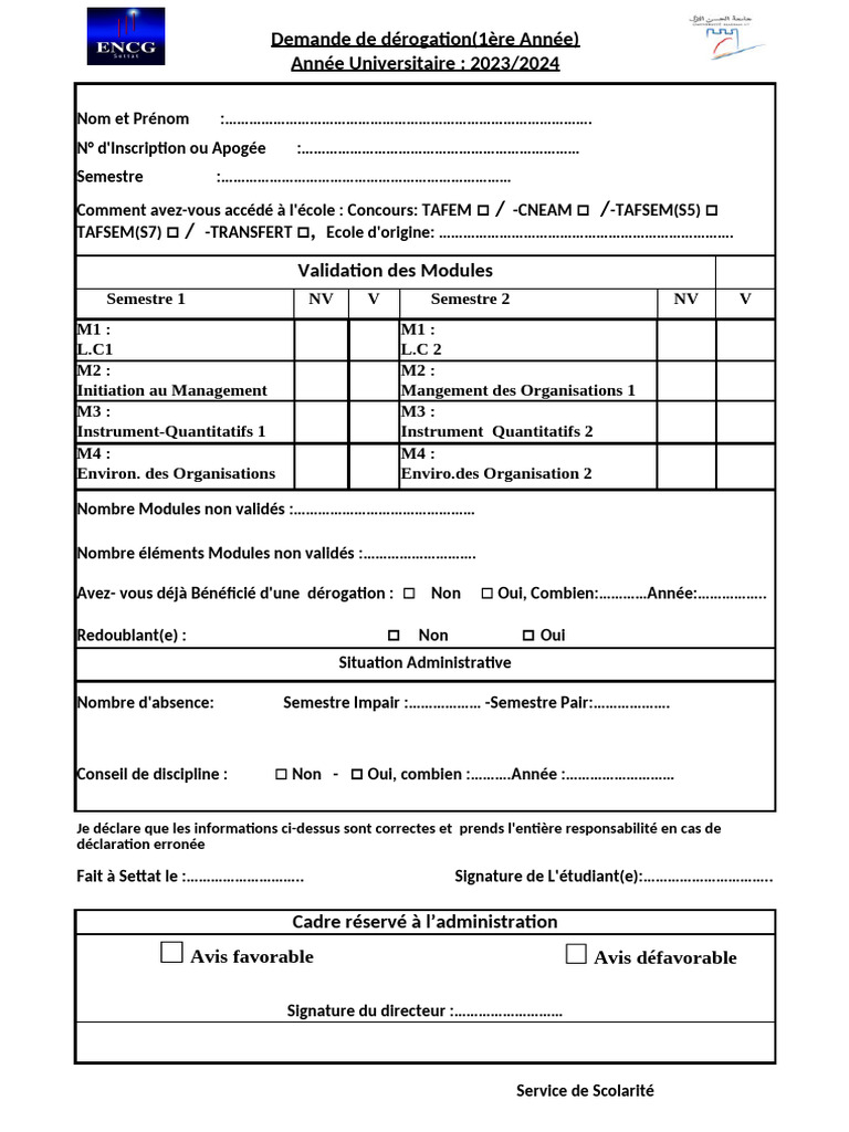 Demande de Derogation 2023-2024 | PDF