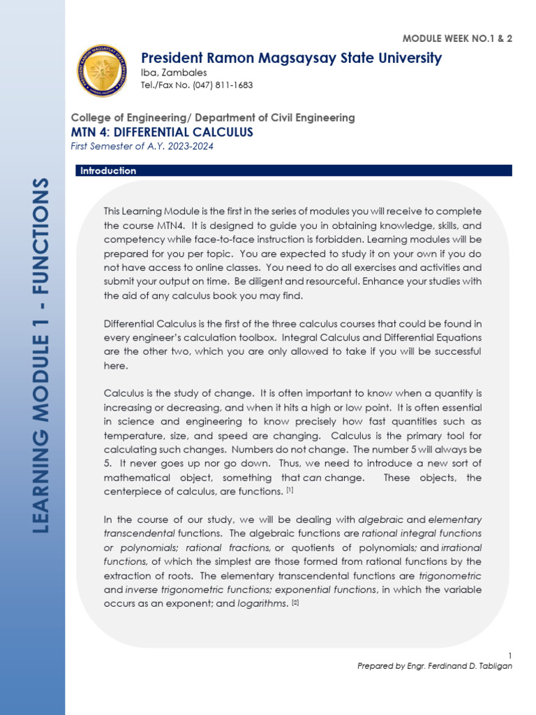 MTN 4 Learning Module 1 SY 2023 2024 | PDF