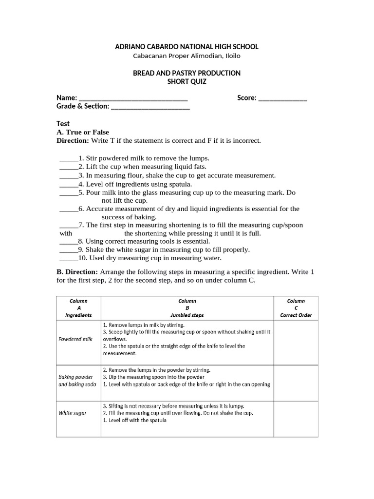 Short Quiz | PDF