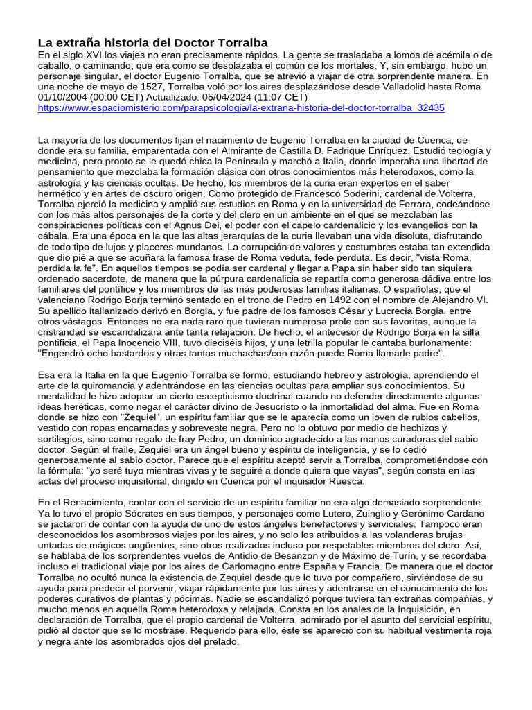 La Extraña Historia Del Doctor Torralba | PDF