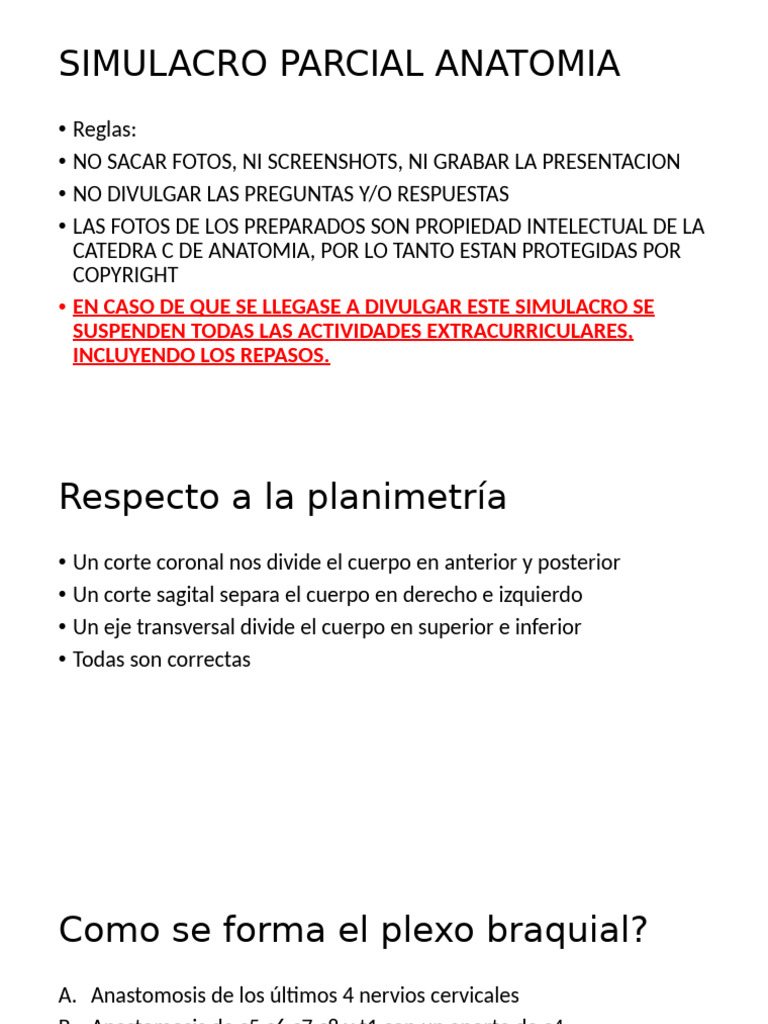 Simulacro Parcial Anato Primer Ciclo 1 | PDF