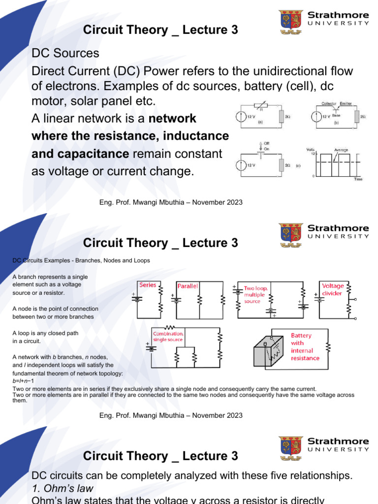 10.03.16.11 2023 BSC EEE Circuit Theory I Lect 3 BEE 1201 | PDF