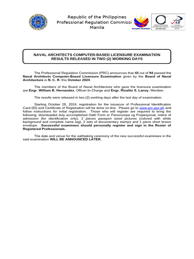 Naval Architects Computer-Based Licensure Examination | PDF